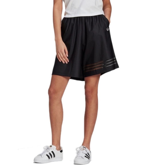 adidas | Shorts | Adidas Black Logo Shorts W Transparent 3stripes ...